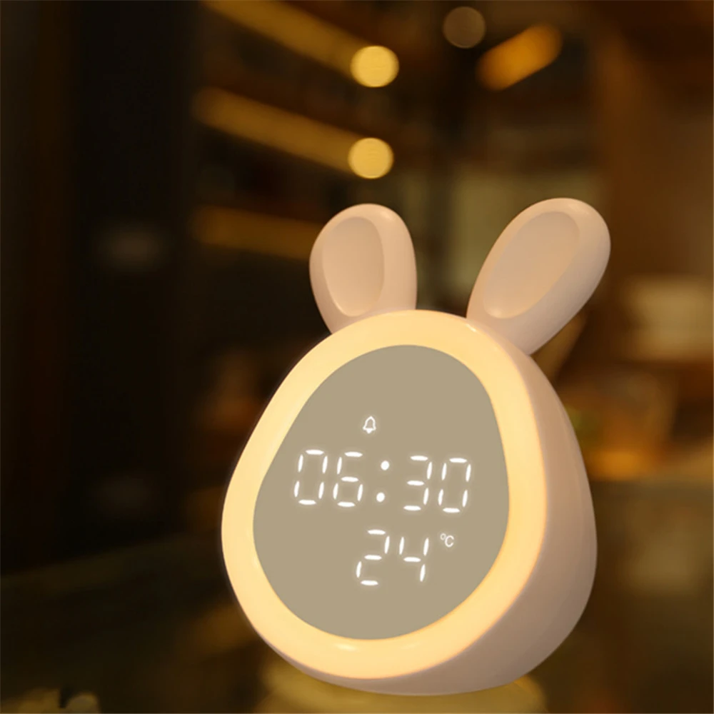 Child-Table-Clock-Cute-Rabbit-Alarm-Clock-USB-Charging-Digital-Snooze ...