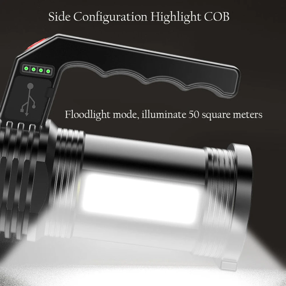 LED-COB-Bright-Flashlight-4-Mode-300lm-Outdoor-Waterproof-Torch ...