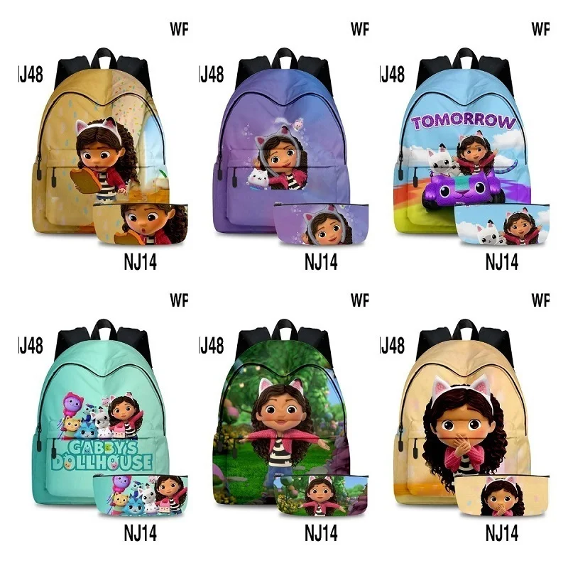 2pcs-set-Gabby-Dollhouse-Cartoon-School-Bags-with-Pencil-Box-Backpacks ...