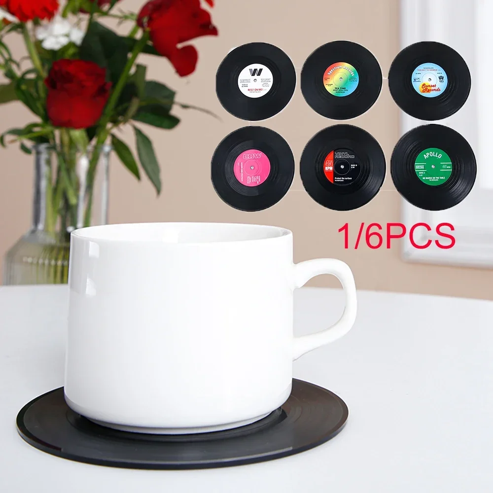 1-6PCS-Colorful-Retro-Coaster-Vinyl-Record-Disk-Coasters-Funny-CD-Cup ...
