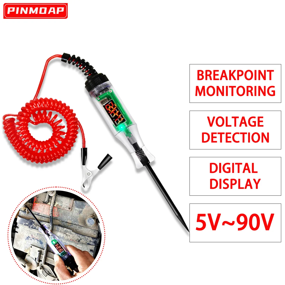 6V-24V 5V-90V Circuit Tester Digital Test Lamp Probe Pen Lamp ...