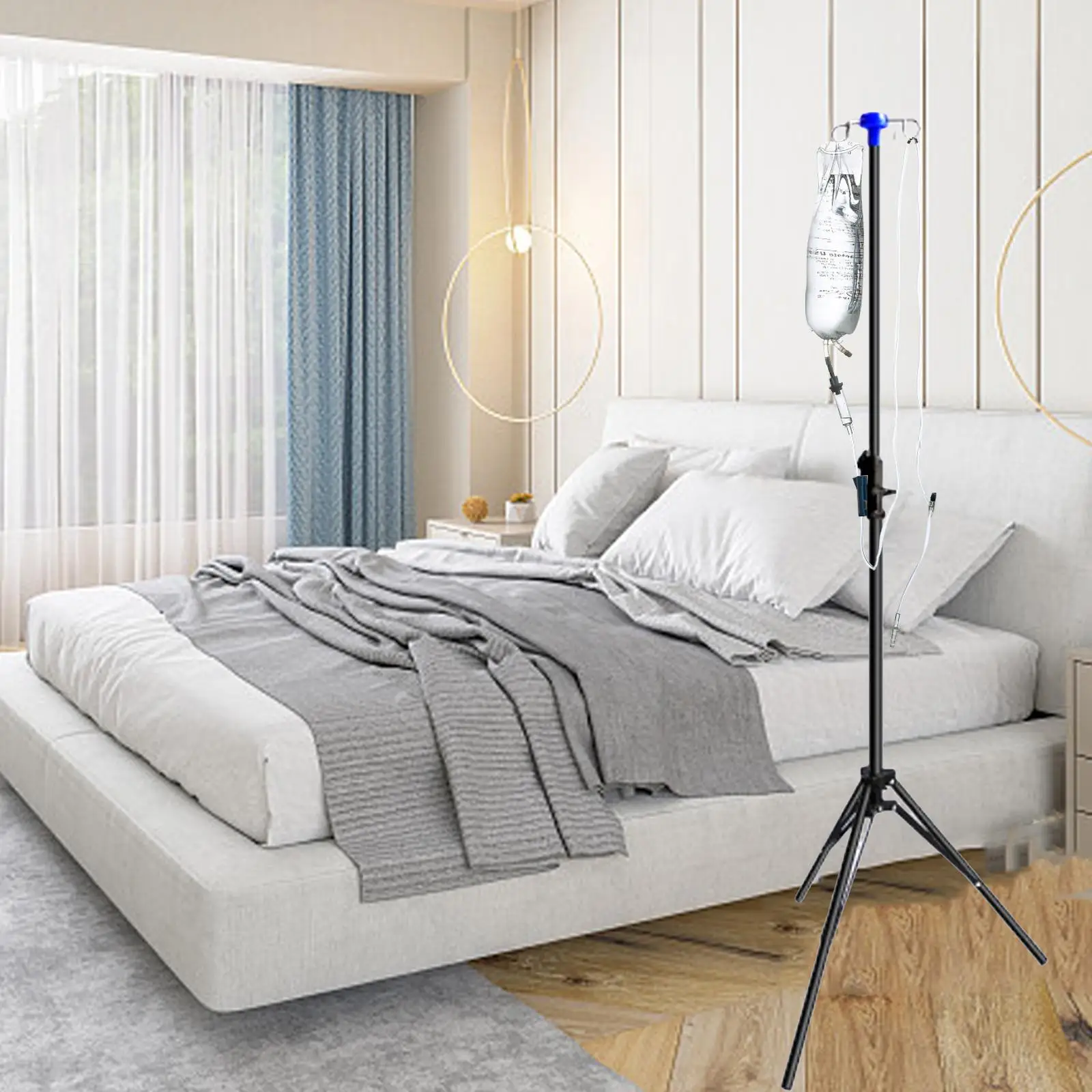 Infusion-Stand-75cm-210cm-Adjustable-Metal-Fixed-Base-Collapsible-with ...