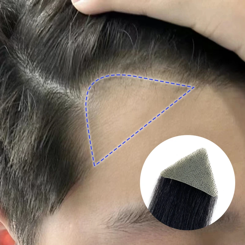 Real-Human-Hair-Forehead-Patch-Hairpiece-Sideburns-Toupee-Invisible ...