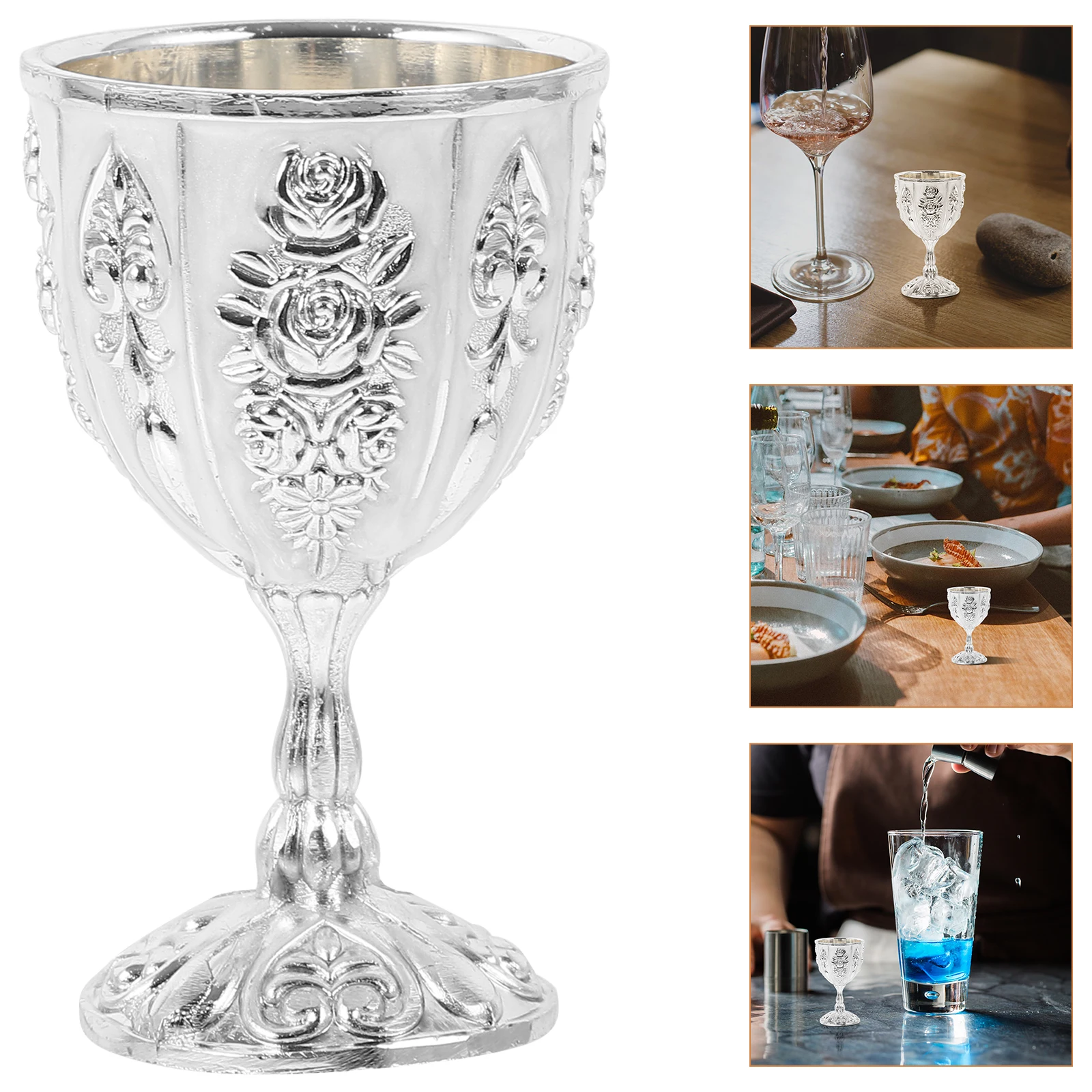 Retro Glass Vintage European Decor Drinking Cups Chalice Goblet Zinc ...