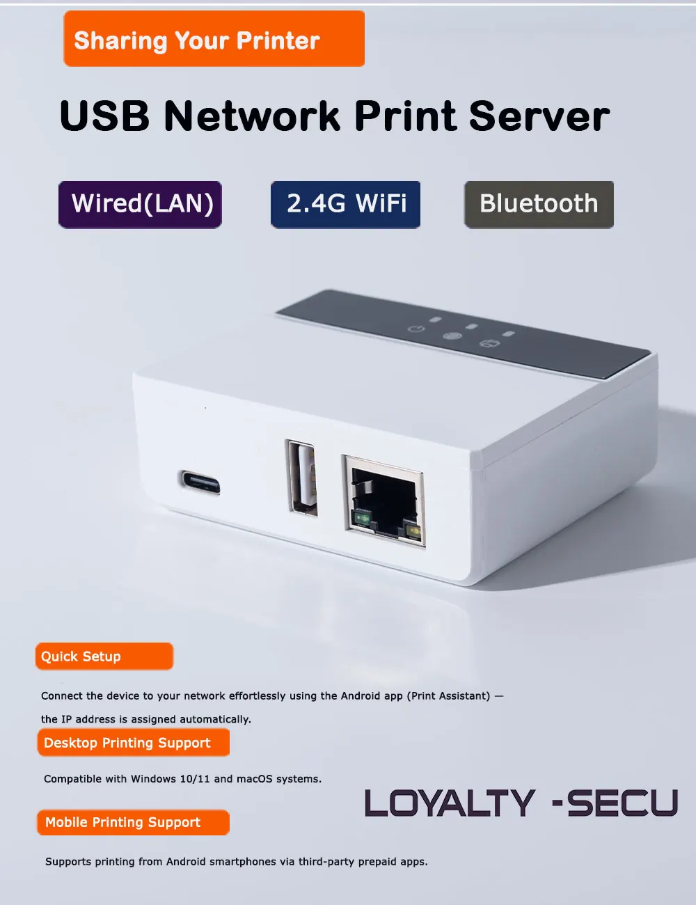 Cheecent Wireless WiFi Cloud BLE Print Server For USB Printer | Remote ...