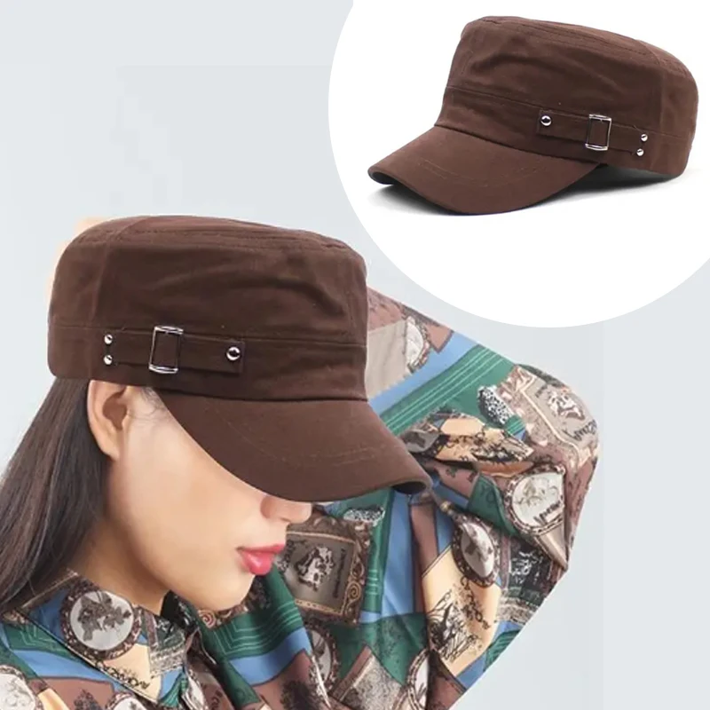 Washed-Cotton-Flat-Caps-Summer-Autumn-Adjustable-Belts-Army-Cap ...