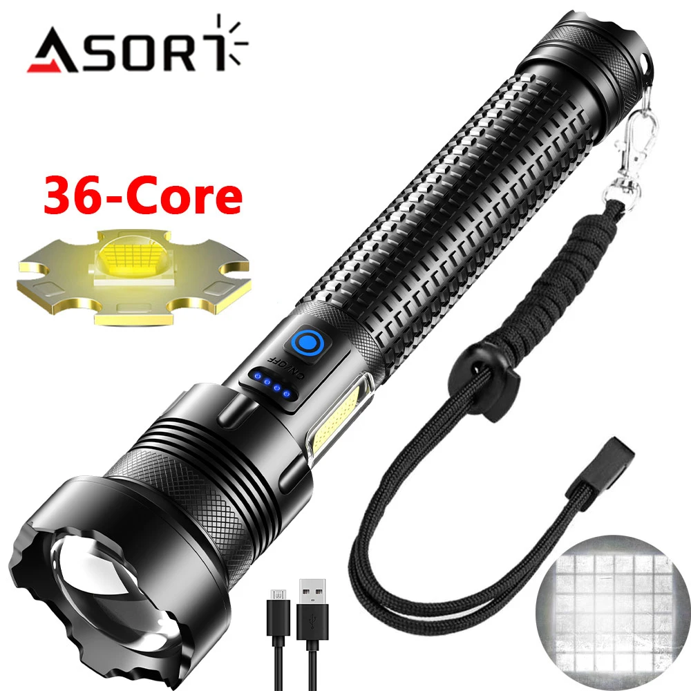 High-Power-LED-Flashlight-Cob-Side-Light-Lamp-USB-Rechargeable-XHP360 ...