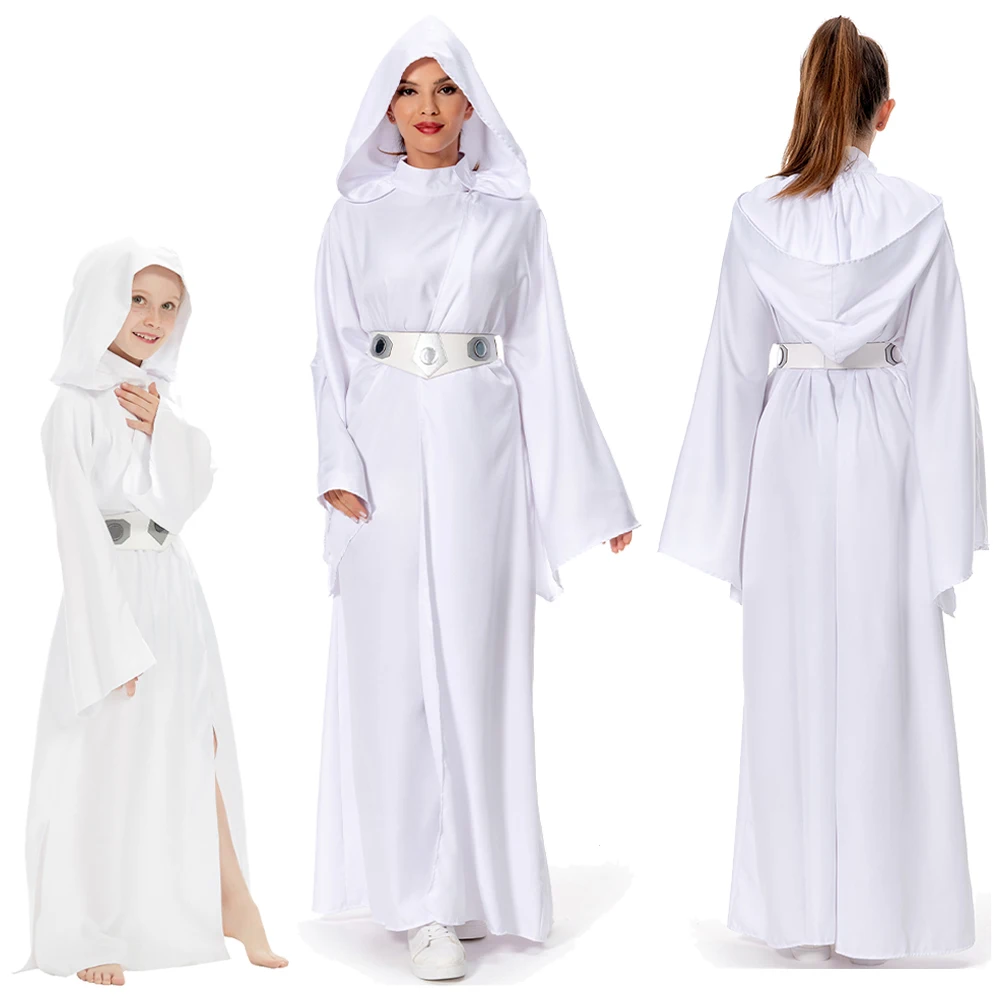 Frauen-M-dchen-Leia-Cosplay-Fantasie-wei-e-Robe-Film-Raum-Kampf-Kost-m ...