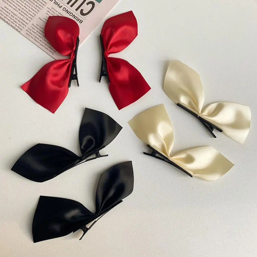 1-Pair-Black-Silk-Bow-Hairpin-French-Girl-Hairpin-Bangs-Korean-Ji-Soo ...