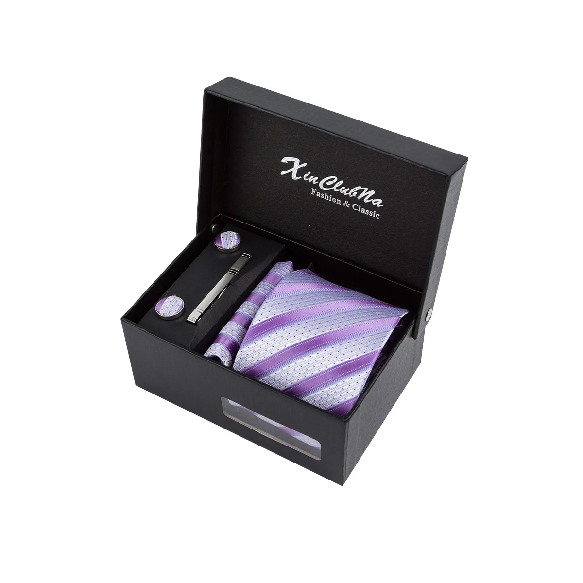 Dropshipping-High-Quality-Fit-Formal-Party-Purple-Striped-Tie-Set ...