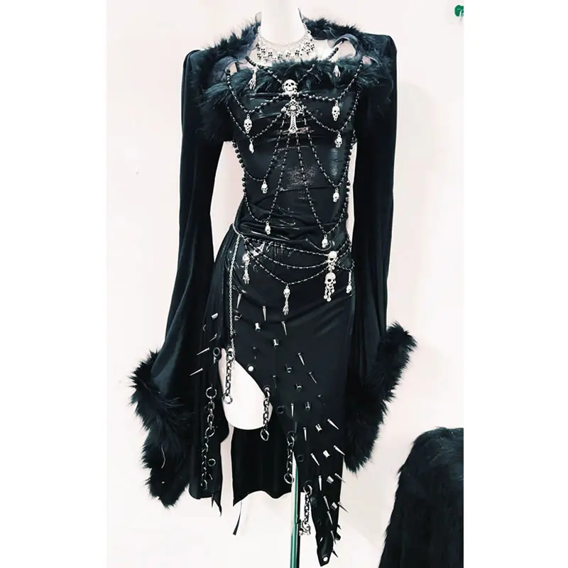 Gothic dress skull dress y2k dress Harajuku dress Unique dress Sexy ...