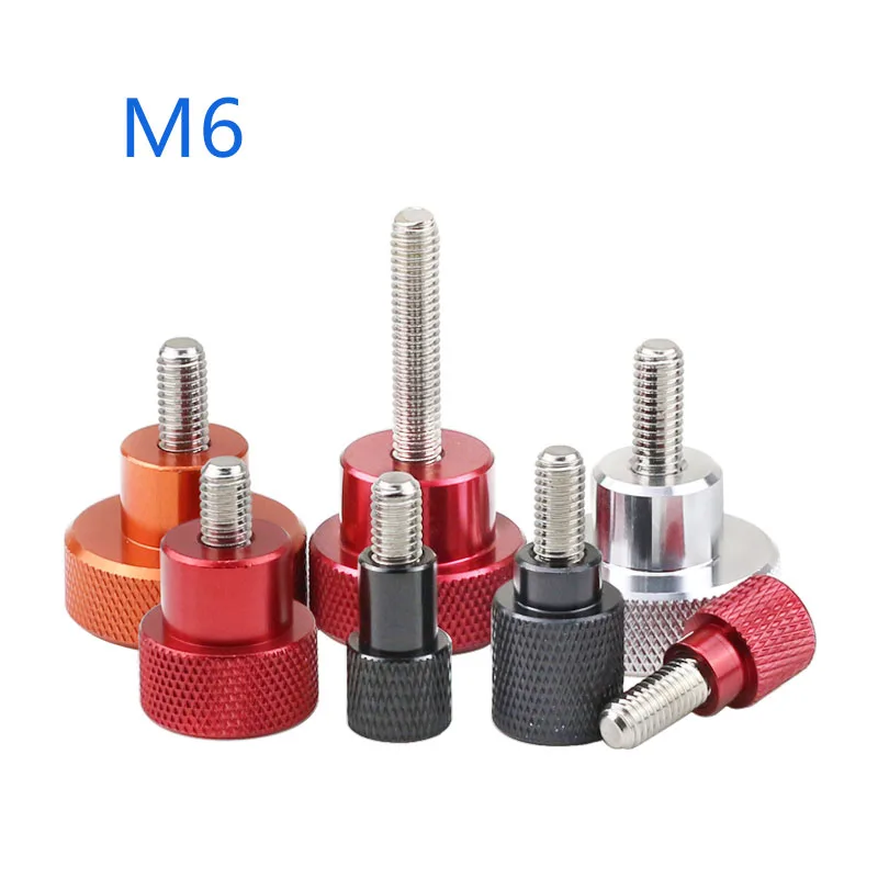 1PCS-M6-Black-Red-Aluminum-Alloy-Handle-Stainless-Steel-Screw-Knurled ...