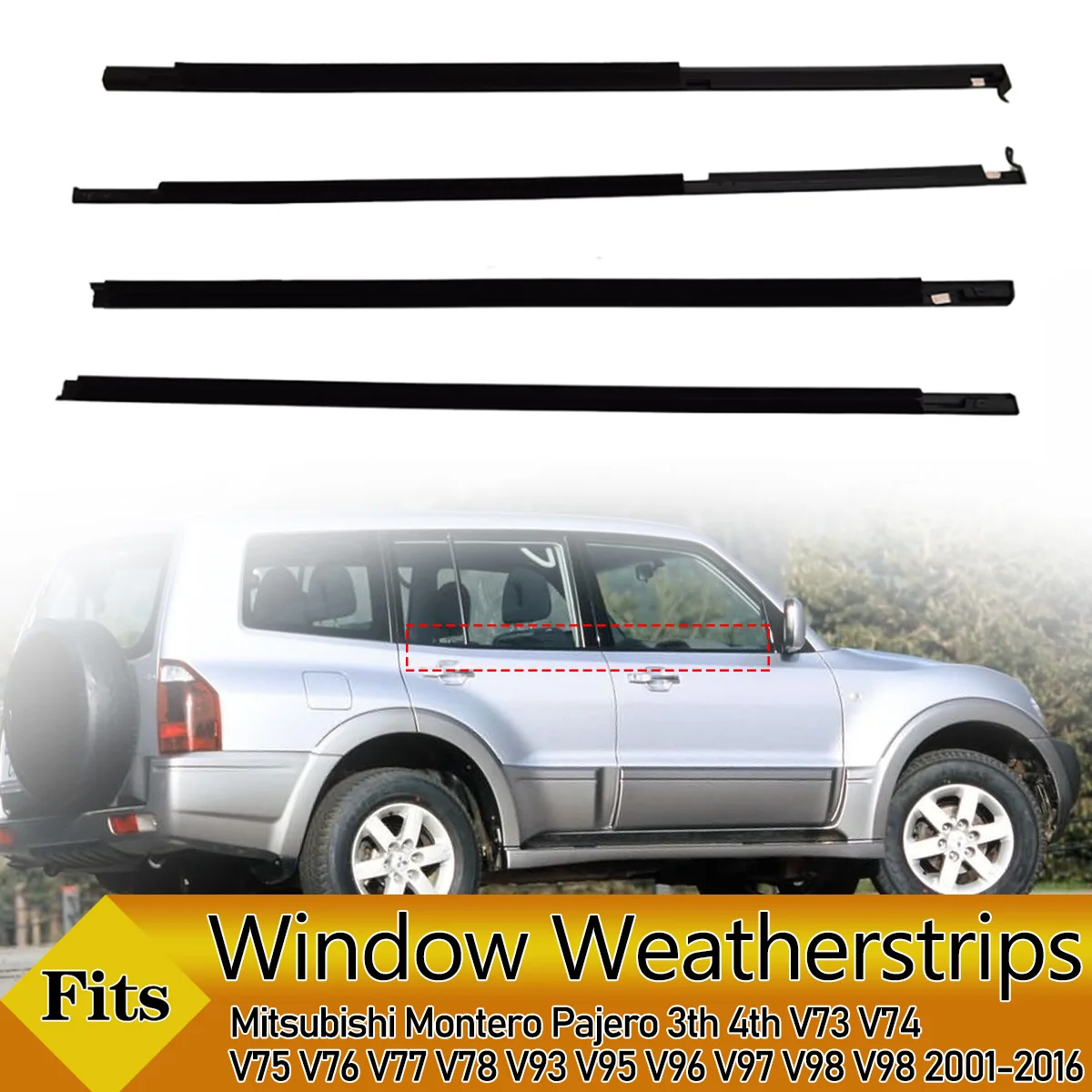 4PCS-Car-Outer-Door-Windows-Rubber-Weatherstrip-For-Mitsubishi-Montero ...