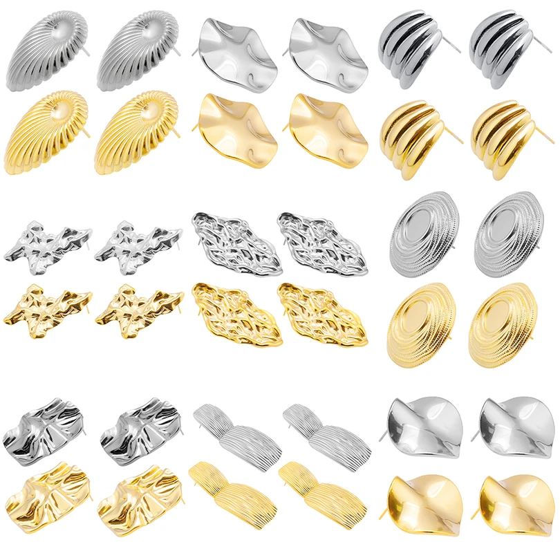 10pcs-5pairs-Chunky-Vintage-Geometric-Earrings-Exaggerated-Ear-Studs ...