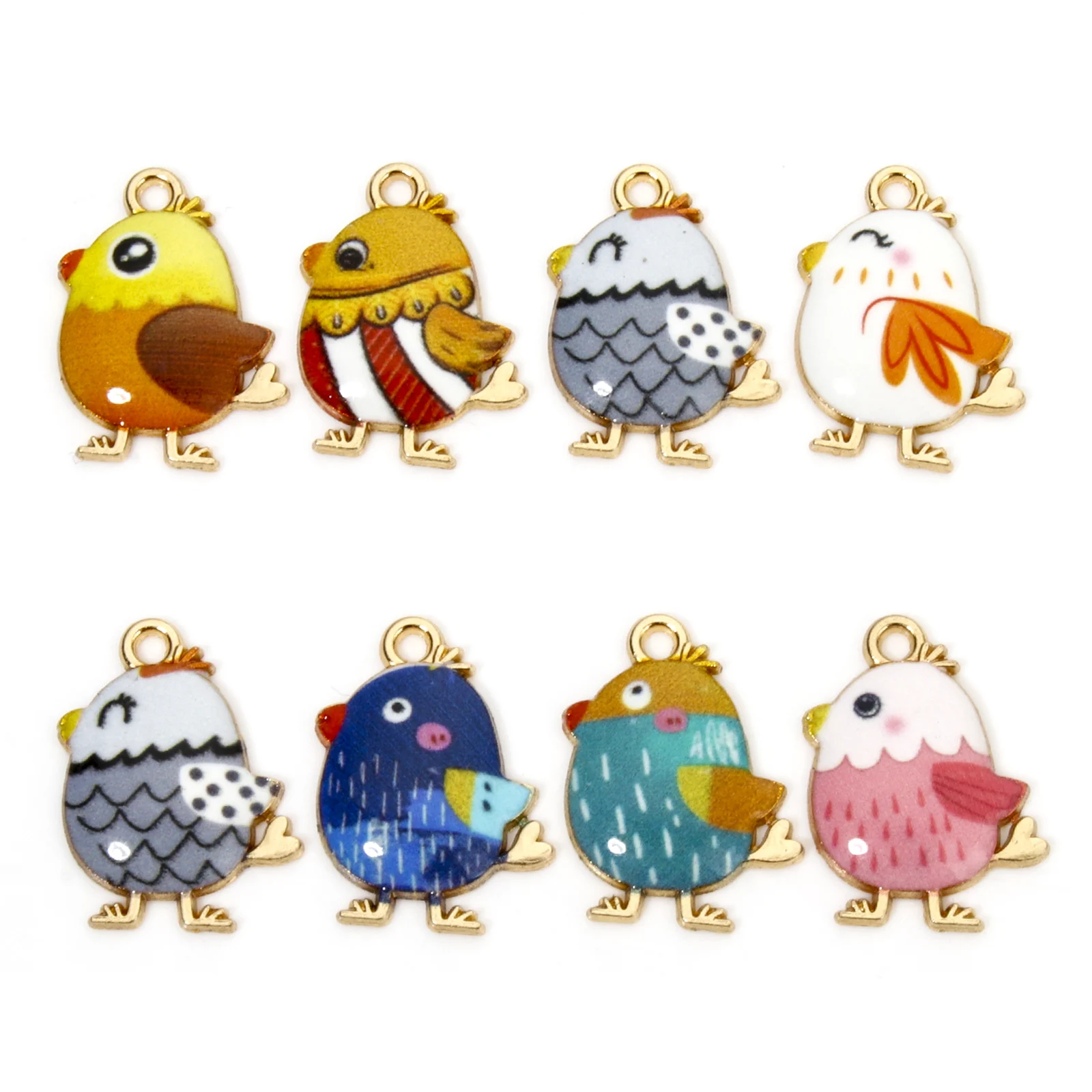 10 PCs Cute Chicken Enamel Charms Zinc Based Alloy Easter Day Pendants ...