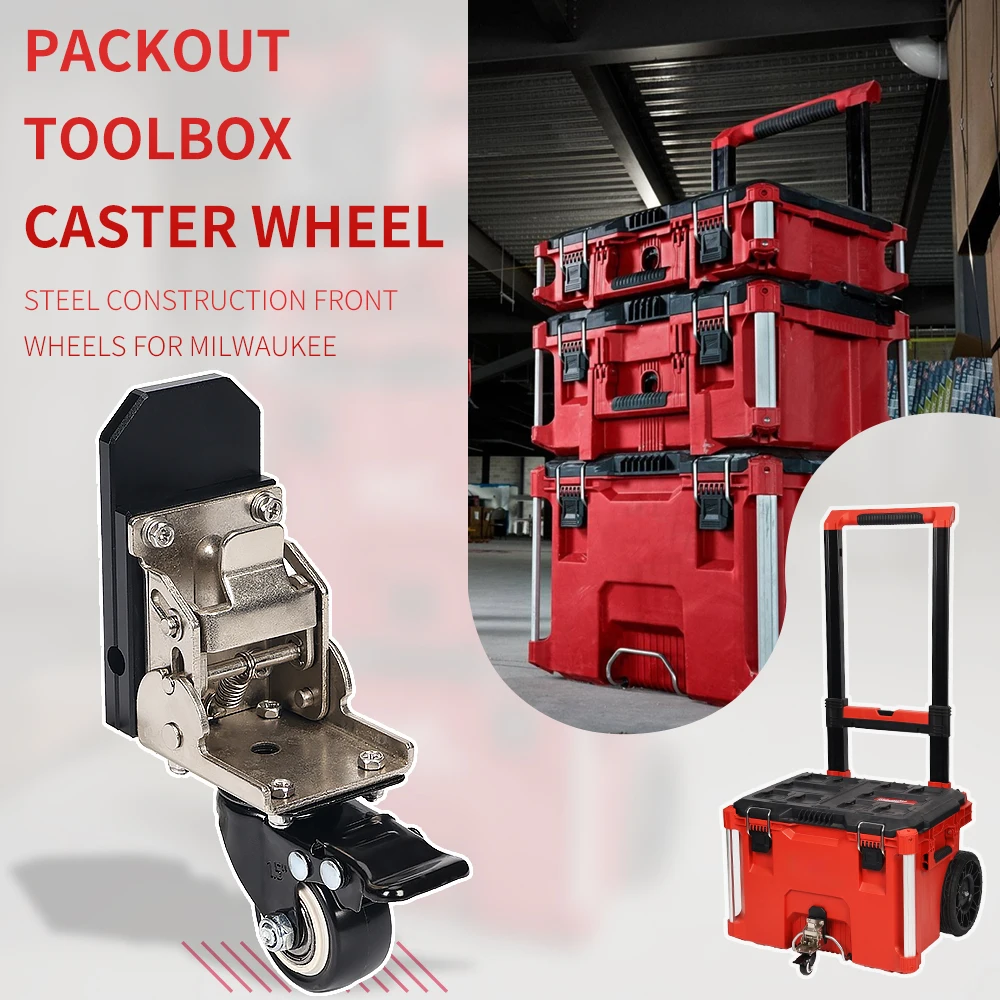 Steel Construction Front Wheels Packout Rolling Tool Box Caster Wheel ...