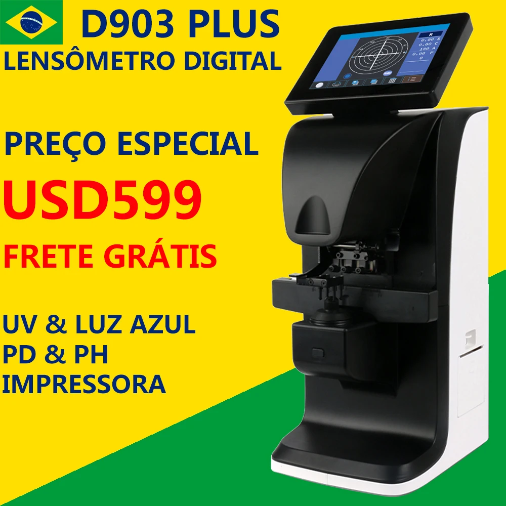 Lensómetro Digital D903 Plus, con PD PH, UV, luz azul, para impresora, precio especial de Brasil ...