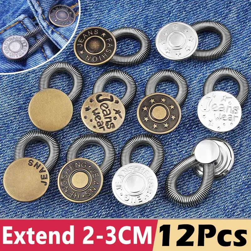 12pcs Magic Metal Button Extender For Pants Jeans Free Sewing ...