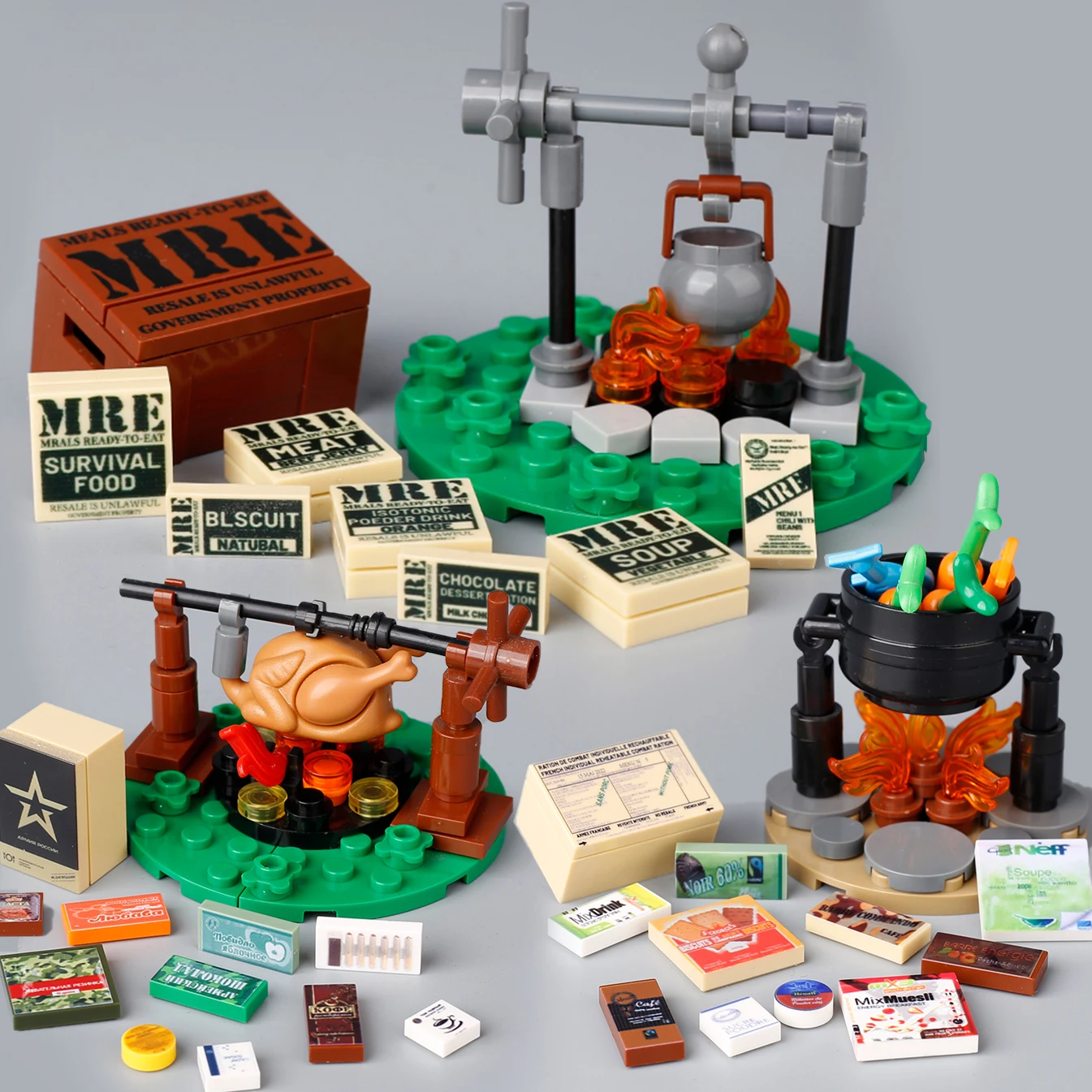 MOC-WW2-US-Military-Rations-Food-Bonfire-Building-Blocks-Russian ...