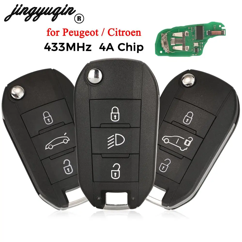 jingyuqin 3 Buttons 433MHz Car Flip Remote Key 4A HITAG AES Chip For ...