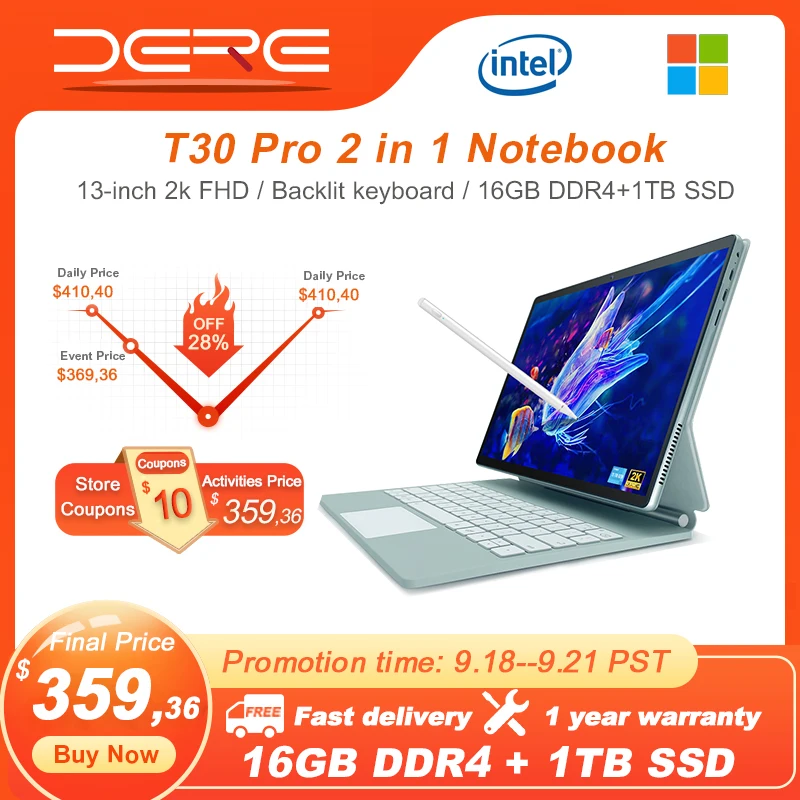 DERE-Laptop com Tela Sensível Ao Toque, Computador Office Aprendizagem ...