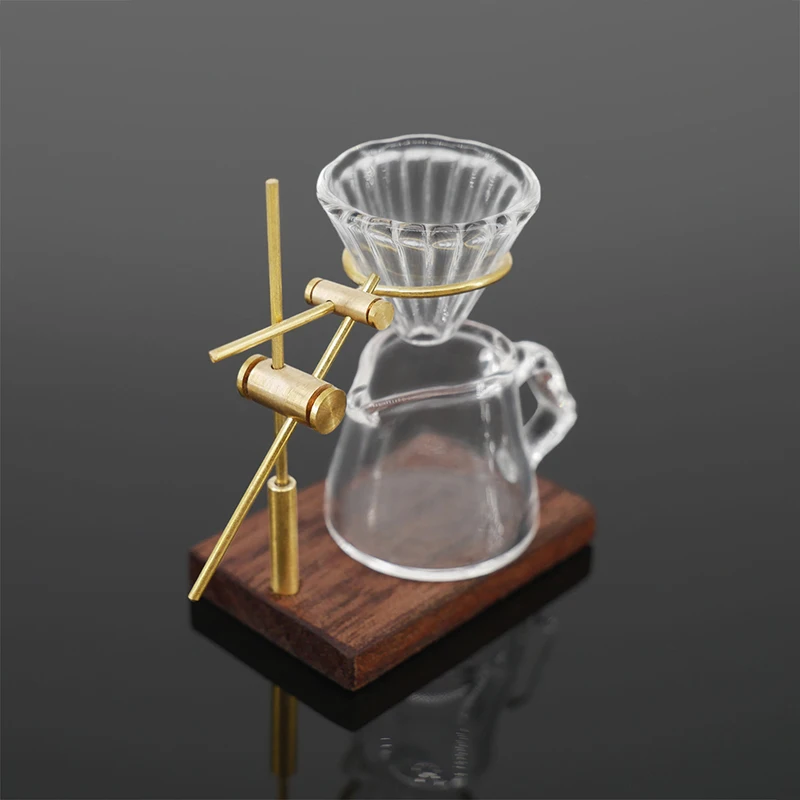 1Set 1:12 Dollhouse Miniature Hand-brewed Coffee Stand Glass Pot Funnel ...