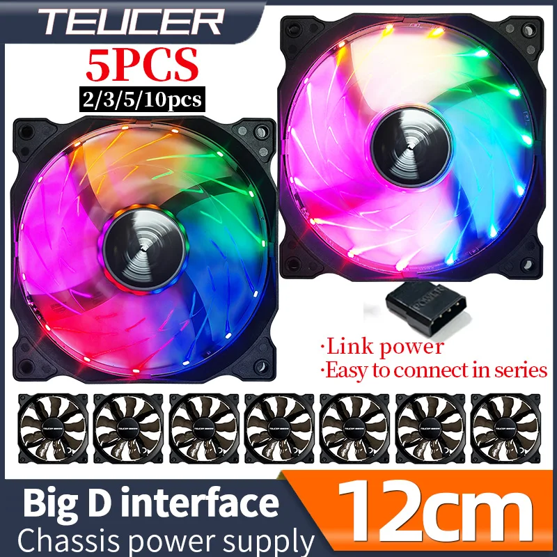 1-10PCS 120MM PC Case Cooling Fan Desktop Chassis Power 12V Big 4Pin ...