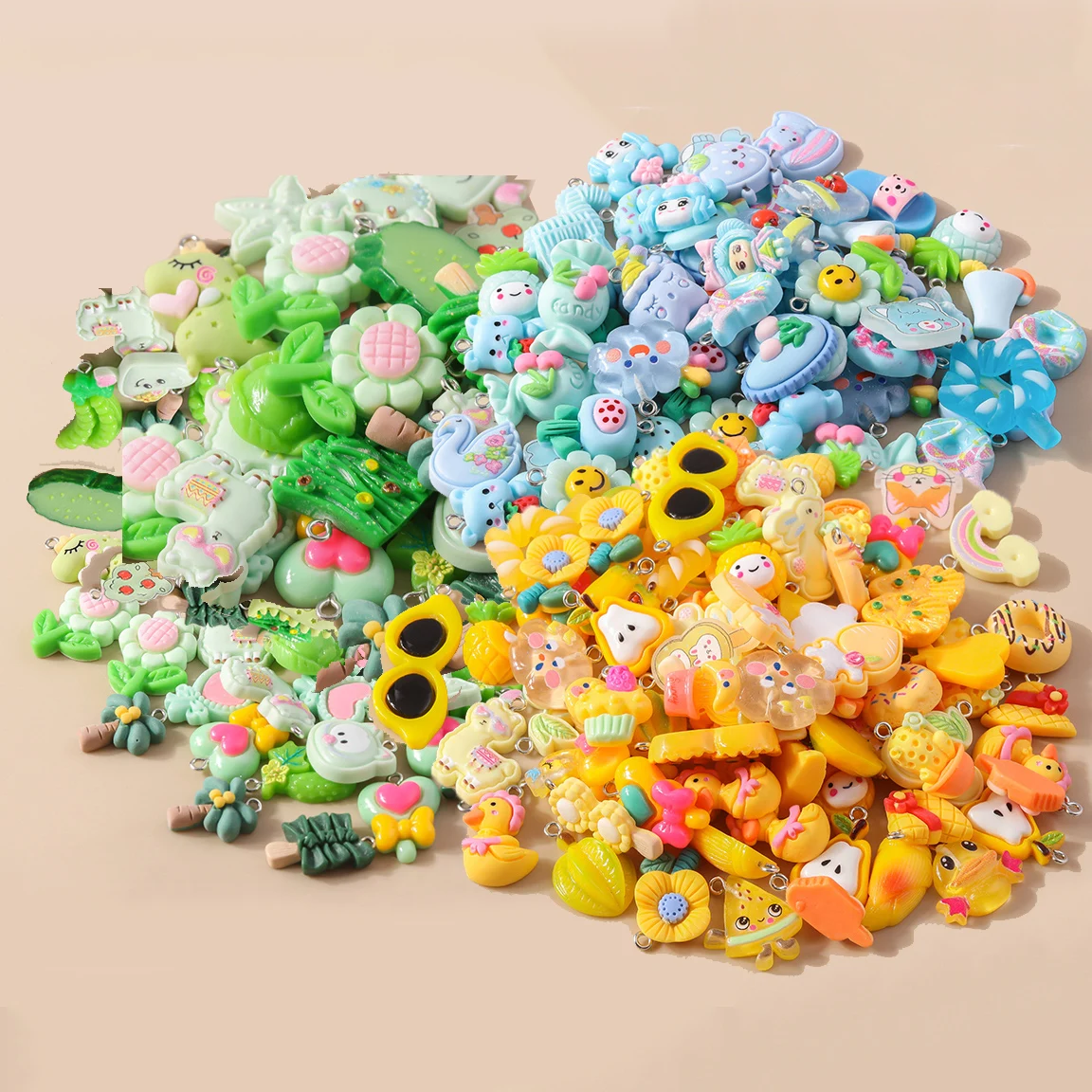 Mixed 10pcs Resin Colorful Heart Flower Animal Rainbow Charms for ...