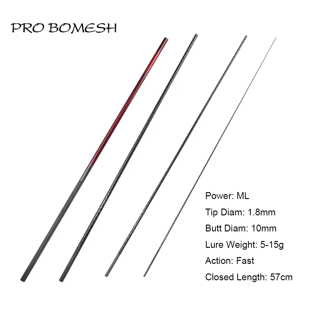 Pro Bomesh 1 Set M ML 2.1m 7FT 4 Section Xrays Wrapping Travel Fishing ...