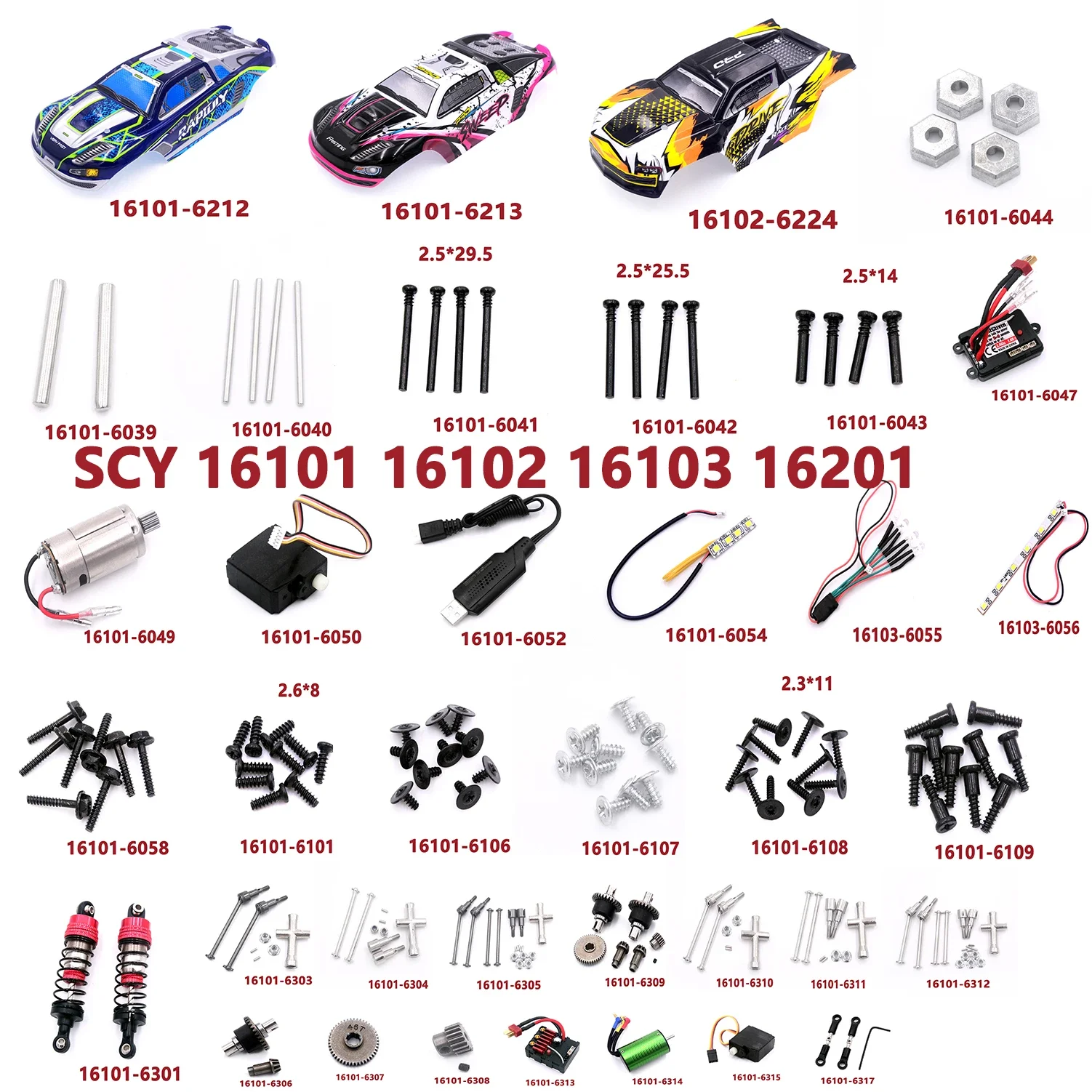 SCY-16101-16102-16103-16201-RC-Car-Parts-Housing-Optical-Shaft-Screw ...