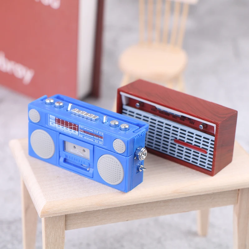 1Pc DollHouse Retro Radio Mini Ornaments Nostalgic Radio Recorder Model ...