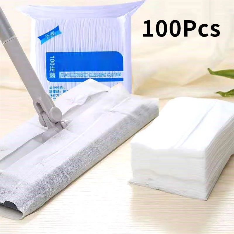100pcs-Disposable-Electrostatic-Dust-Removal-Mop-Paper-Home-Kitchen ...
