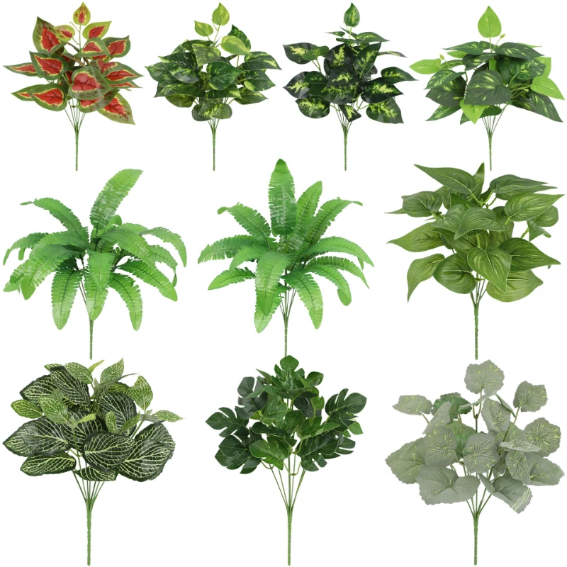 Fake Green Plant Silk Turtle Back Bamboo Persian Leaves Simulation ...