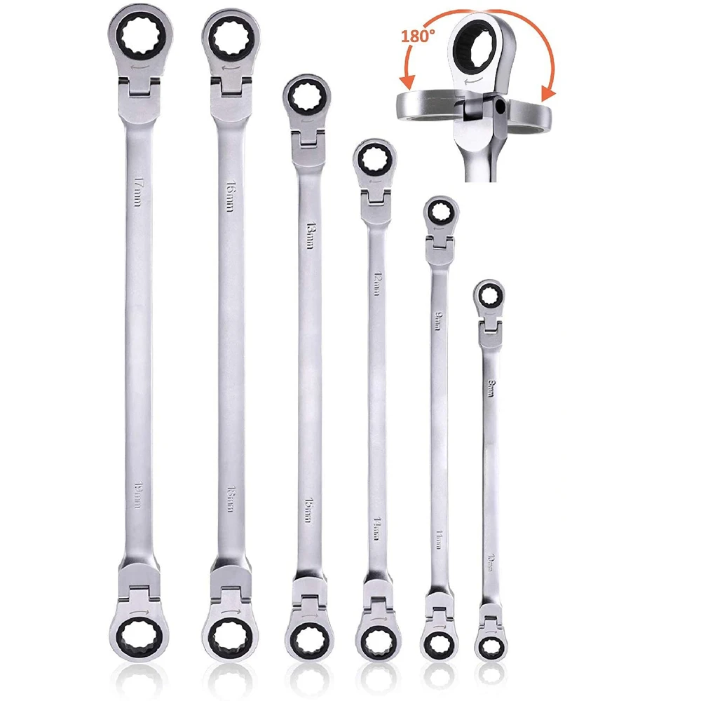1 Pc Metric Extra Long Gear Ratcheting Wrench Set 8mm 19mm Made of ...