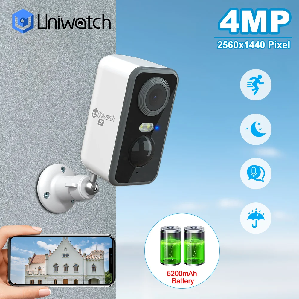 UniWatch 3MP WIFI Battery Camera Low Power 5200mAh Rechargeable Battery ...