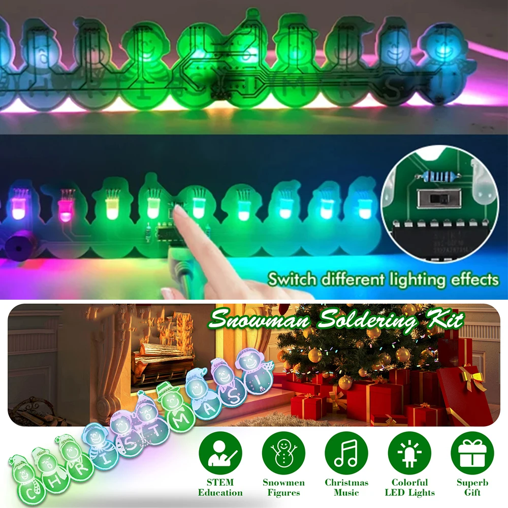 DIY-Christmas-Electronic-Kit-with-LED-Flashing-Lights-Snowman-Soldering ...