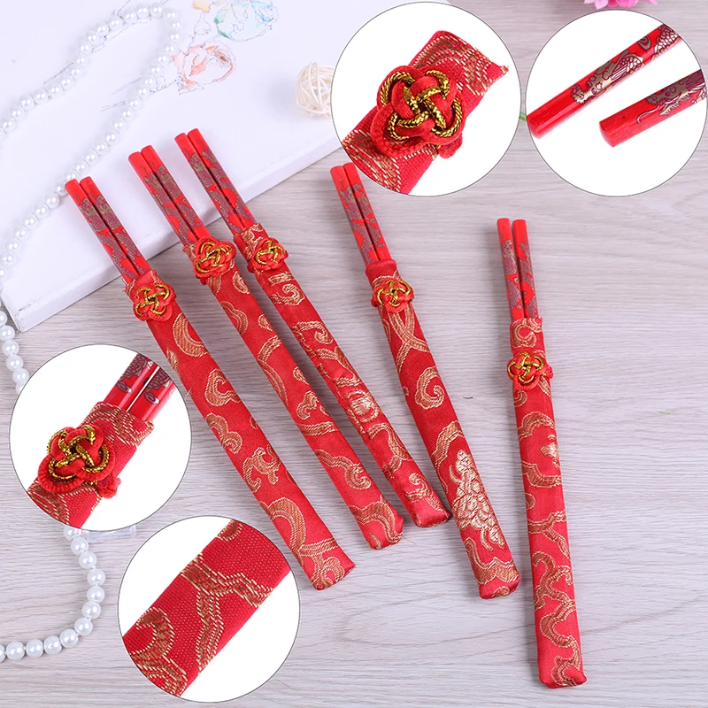 Red Chopsticks Chinese Wood Bag Holder Dinnerware Flatware Kitchen Food ...