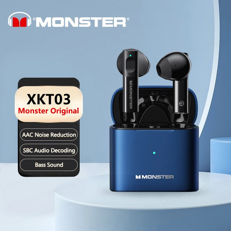 Original Monster XKT03 TWS 5.2 Wireless Headphones Bluetooth Earphones ...