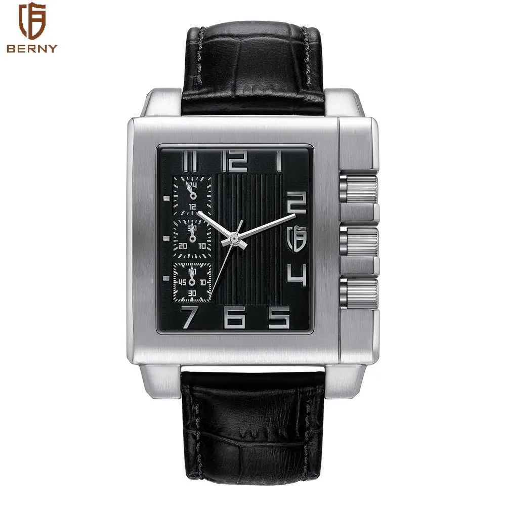 BERNY Rectangle Watch For Men Personalized Tank Wristwatch Male Fashion ...