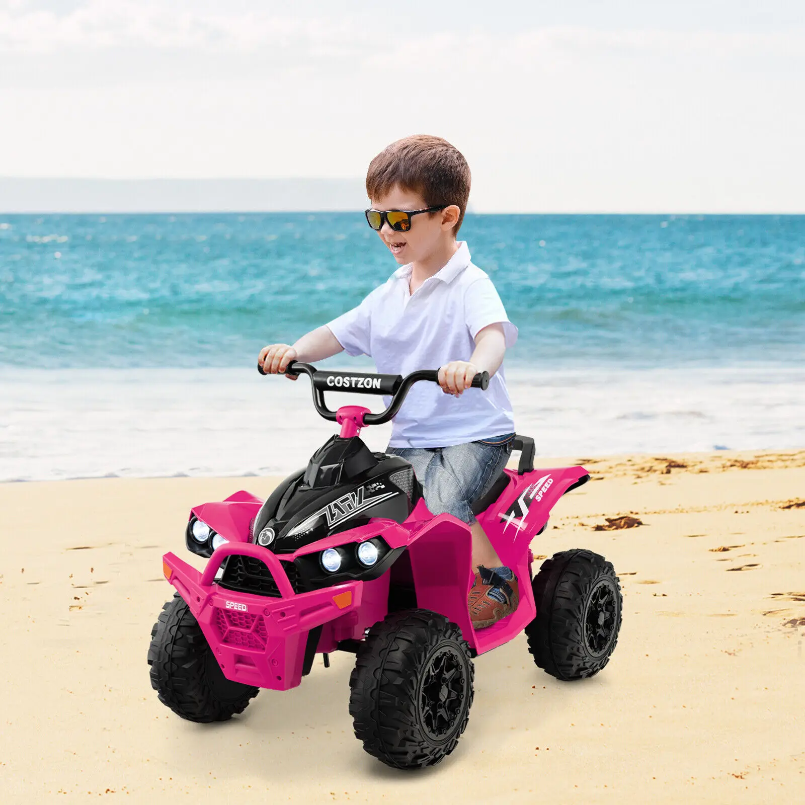 12V Electric Kids Ride On ATV 4-Wheeler Quad Car with built in music ...