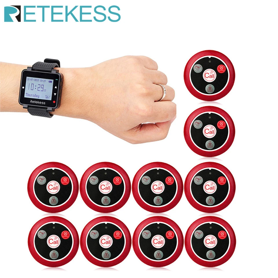 Retekess T128 Restaurant Pager Wireless Waiter Calling System Watch ...