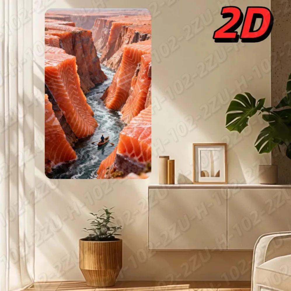 Aluminum Salmon River Cliff Metal Art Food Landscape Wall Decor ...
