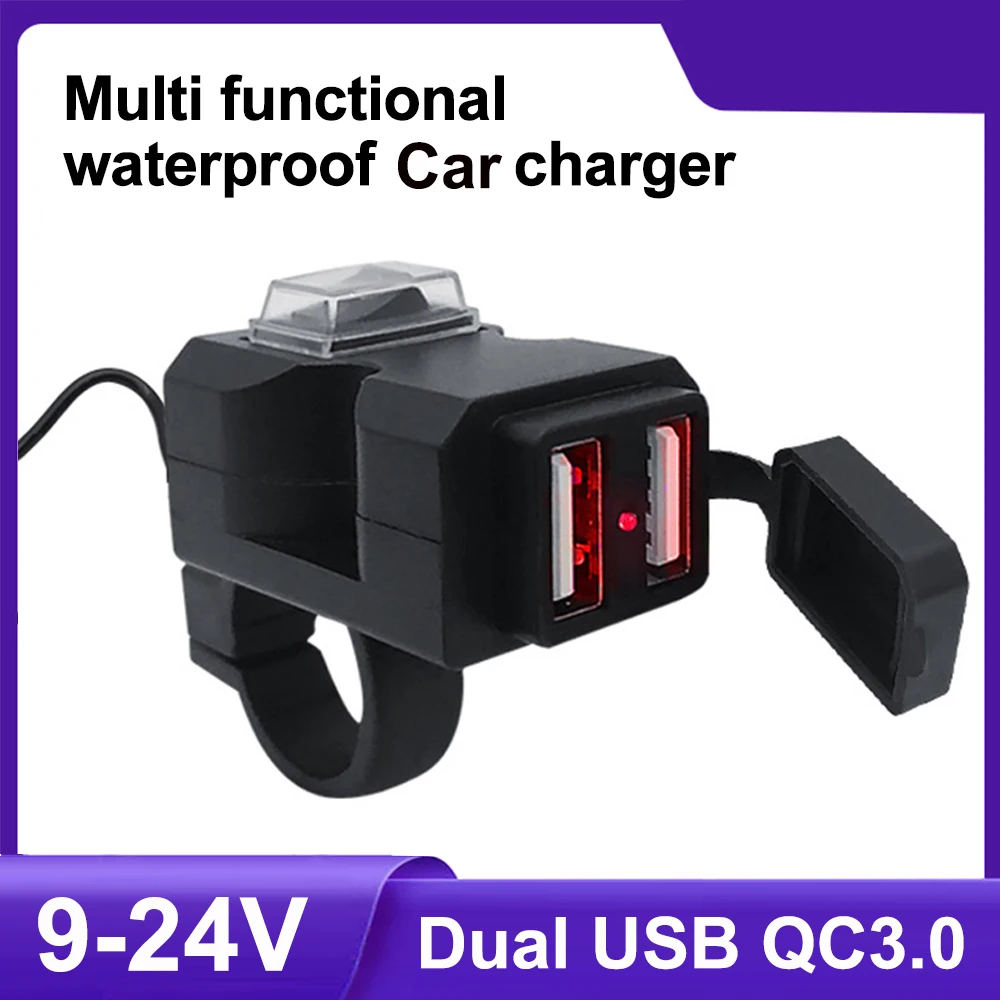 Motorcycle-Charger-Waterproof-USB-Adapter-Phone-Dual-USB-Port-Quick ...
