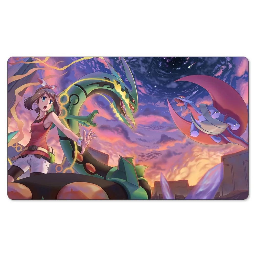 Rayquazer & pokematと互換性がありますポケモンゲーム機スタジアムボードゲームマット取引カードゲームレーナーゲームマット防水 ...