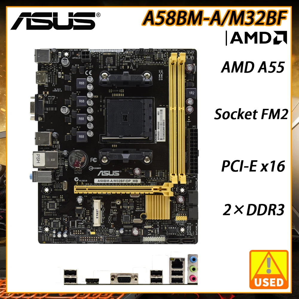 Asus A58bm-a/m32bf Motherboard Ddr3 Motherboard Fm2 Amd A55 A55m Vga ...