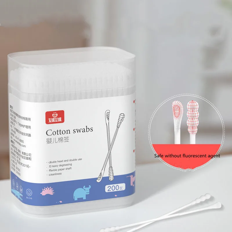 200-baby-cotton-swabs-double-ended-sterile-cotton-swabs-spiral-head-ear ...