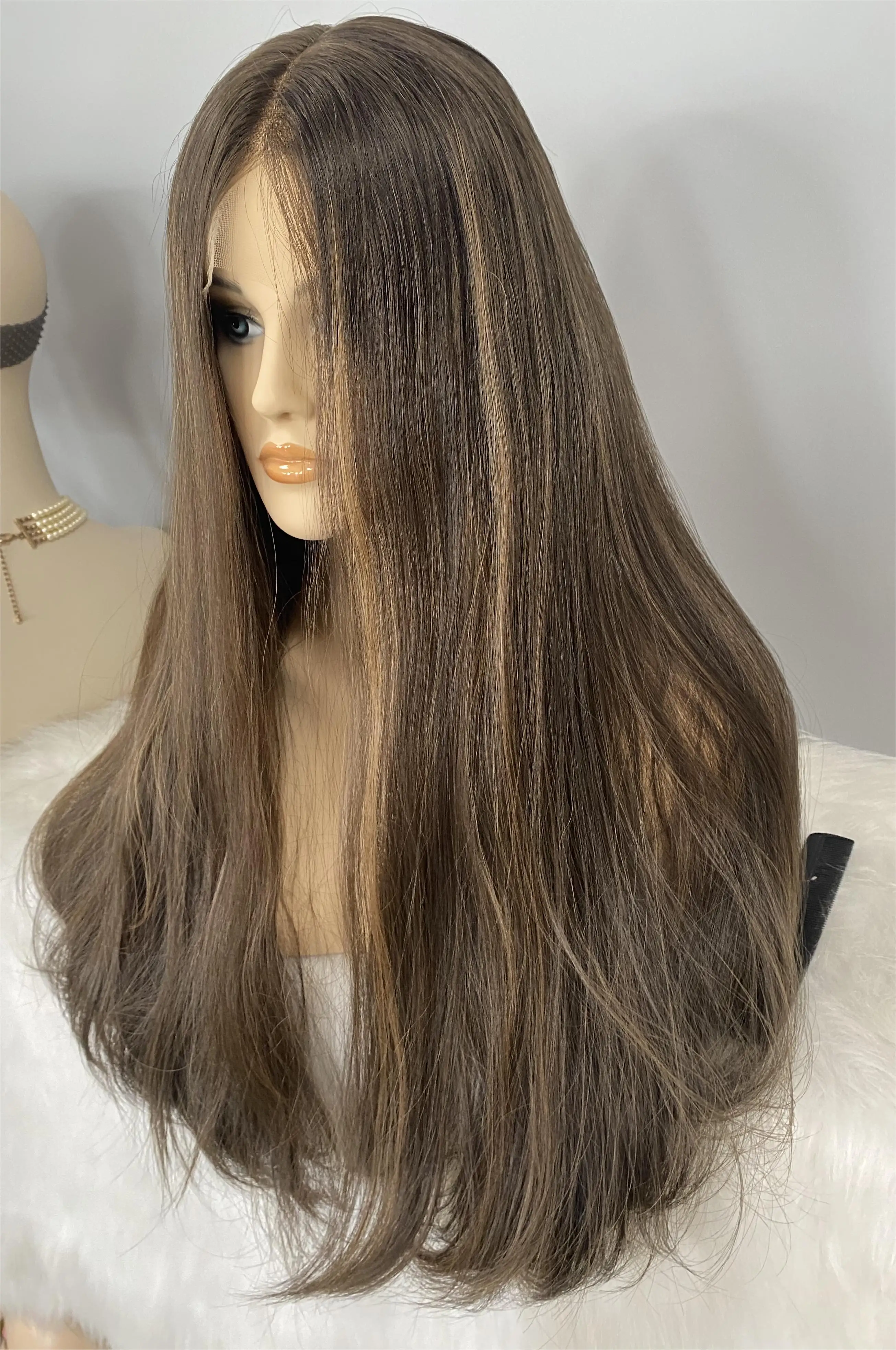 Highlight-Brown-Color-Jewish-Lace-Top-Wig-100-European-Human-Hair ...