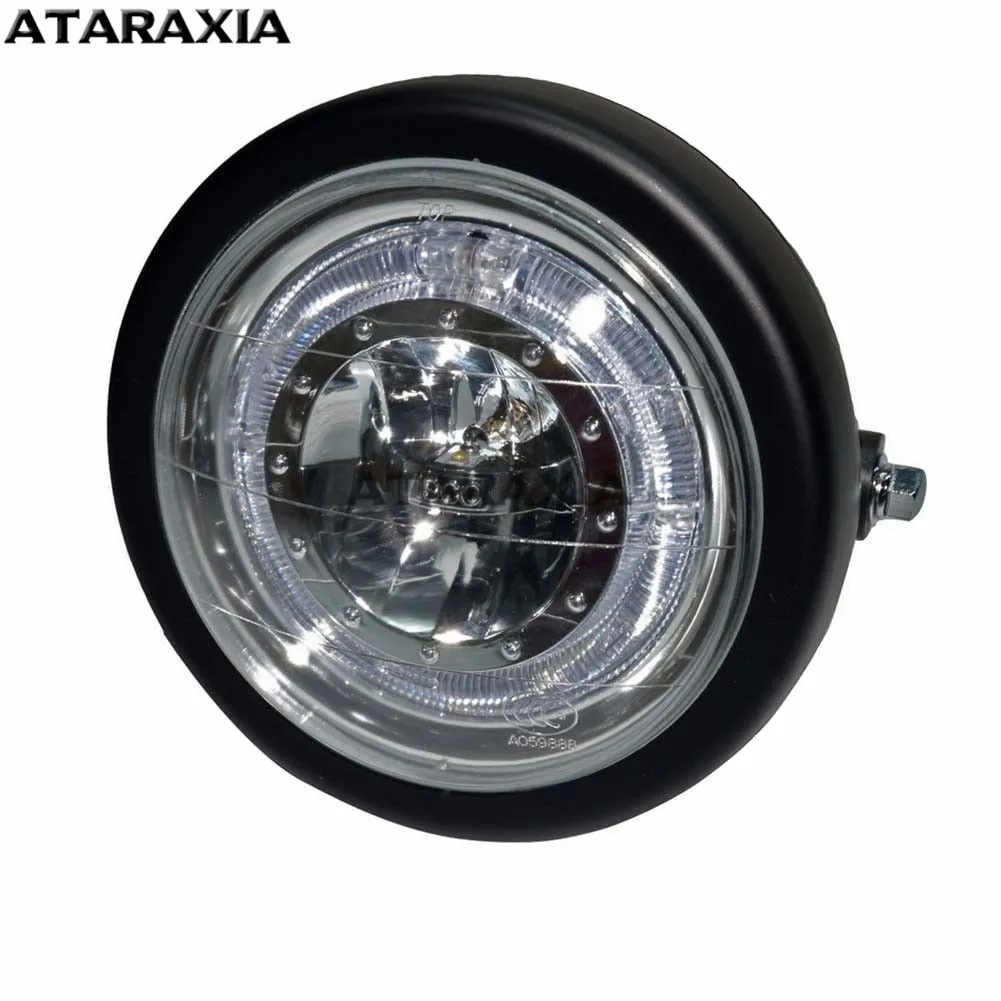 LED 5.75" Lens Headlight Custom Angel Eye HeadLamp Motorcycle For Honda ...