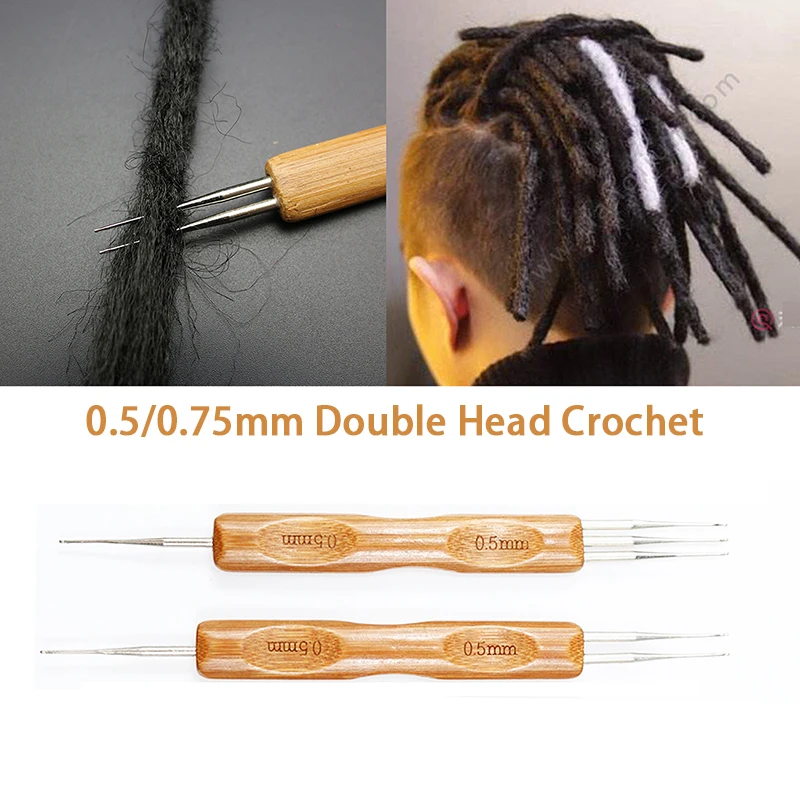 Double-head-Dreadlock-Crochet-Bamboo-Handle-Hook-Needle-For-Dreadslock ...