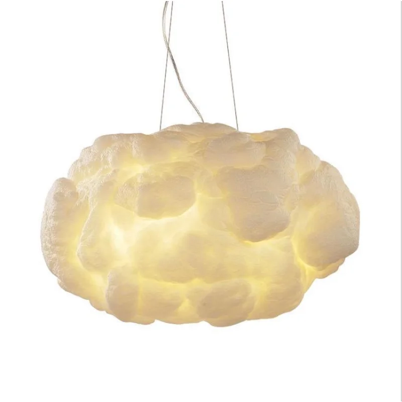Candelabro Led de algodón blanco para sala de estar, lámpara colgante moderna de nube flotante ...